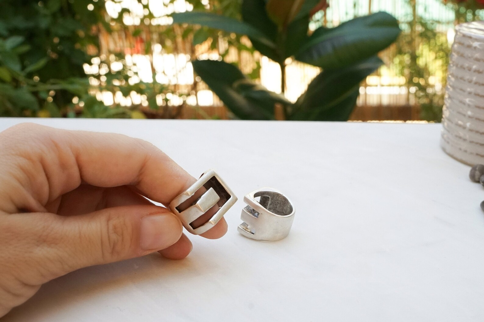 Antique Silver GEOMETRIC Ring Big Statement Abstract Modern - Etsy