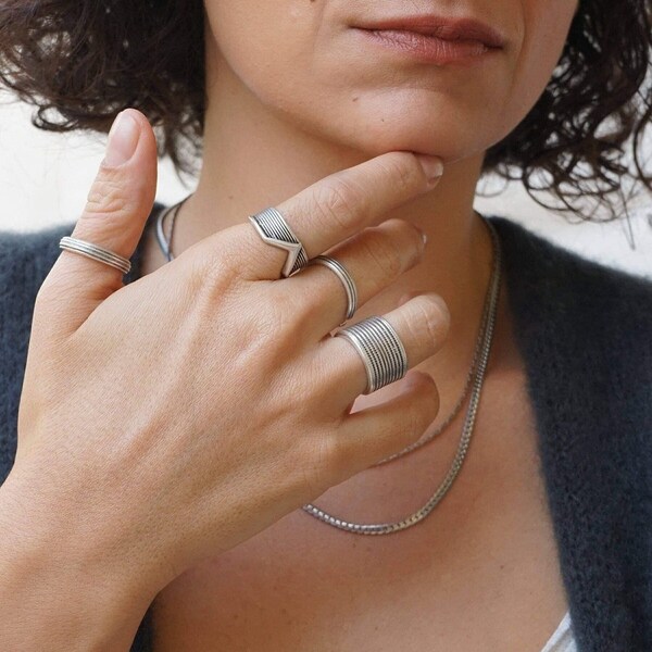 Long Silver Ring - Etsy