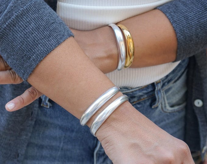 Chunky Silver Bracelet Silver Cuff Bracelet for Women Silver Bracelet ...