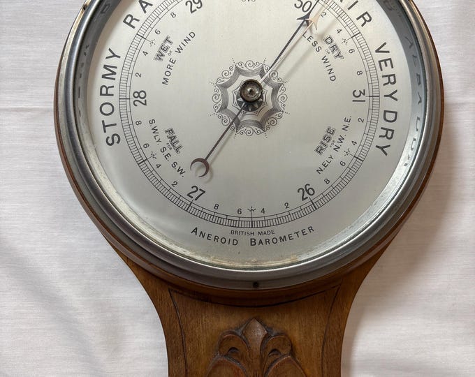 English Aneroid Barometer & Thermometer Beautifully Carved Oak - Etsy