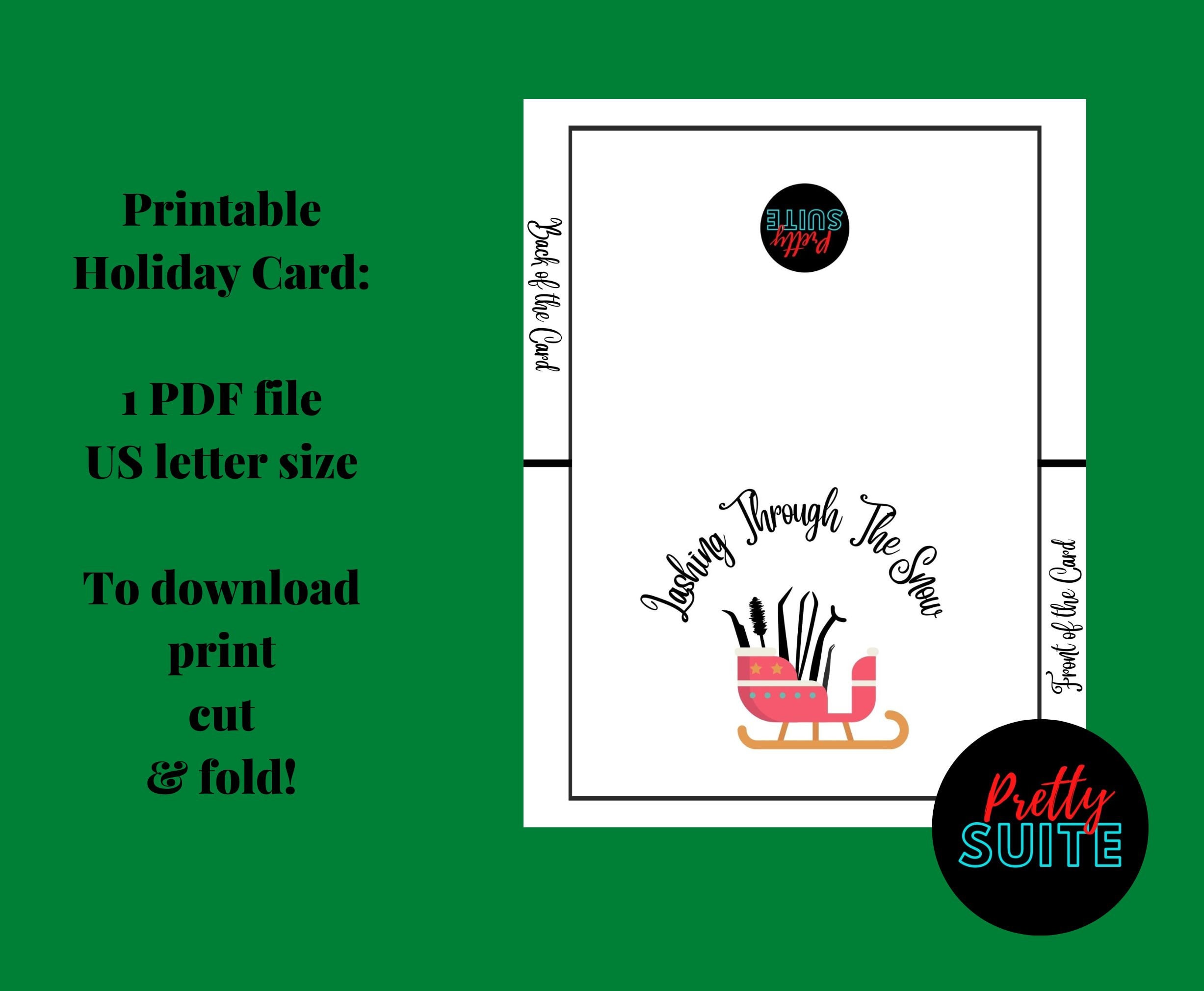 Printable Lash Card, Instant Download Lash Christmas Card, Lash Tech ...
