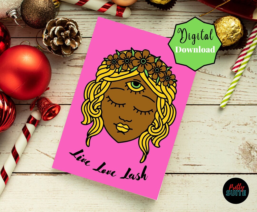 Printable Lash Card, Instant Download Lash Christmas Card, Lash Tech ...