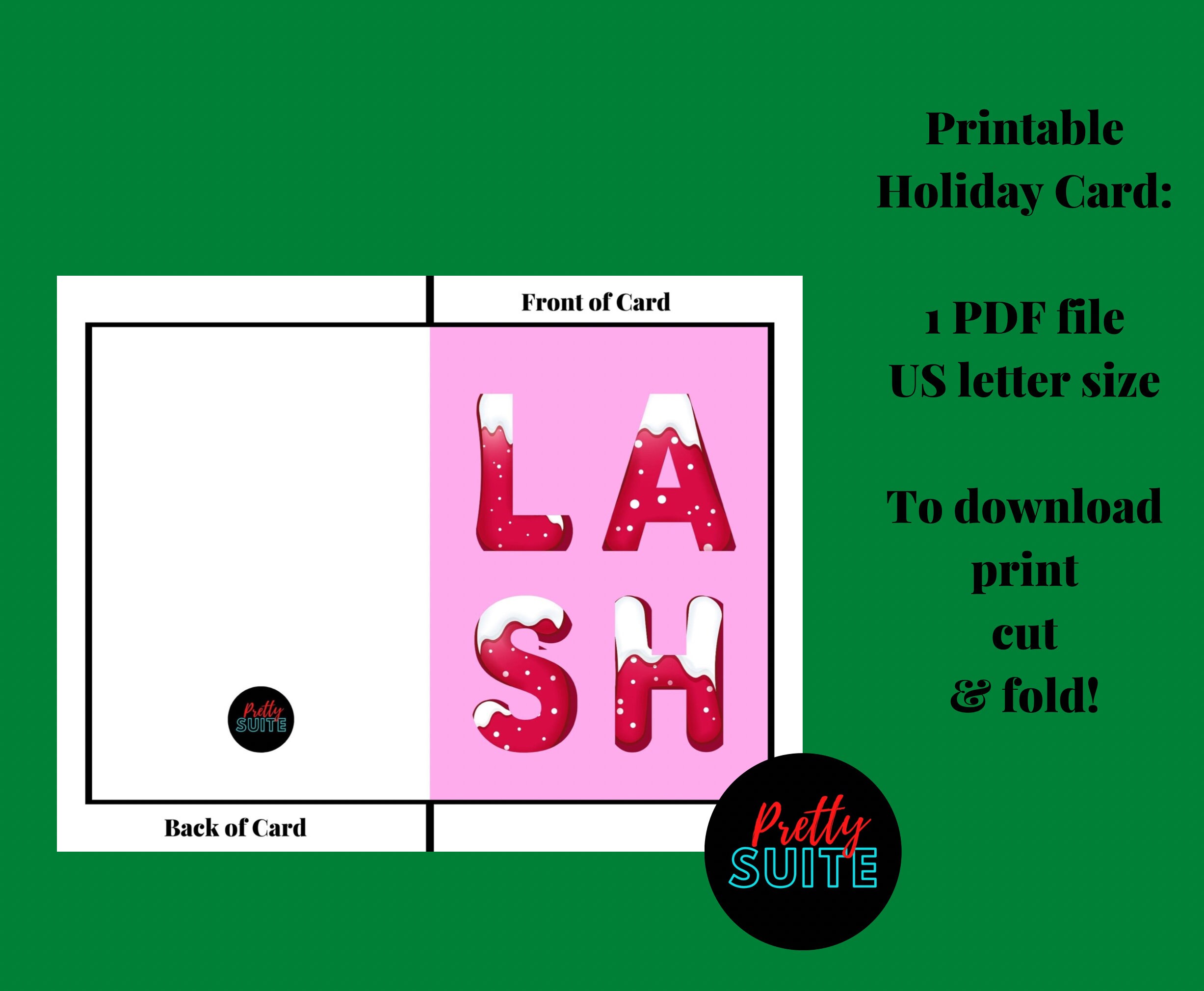 Printable Lash Card Instant Download Lash Holiday Card Lash - Etsy