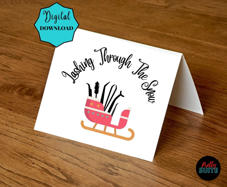 Printable Lash Card, Instant Download Lash Christmas Card, Lash Tech ...