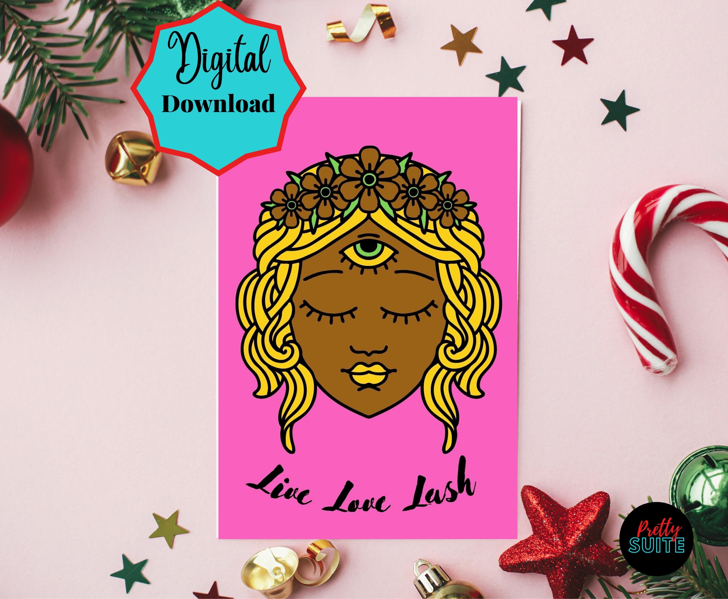 Printable Lash Card Instant Download Lash Christmas Card - Etsy