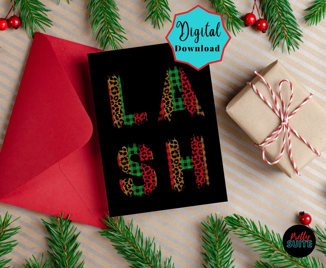 Printable Lash Card, Instant Download Lash Christmas Card, Lash Tech ...