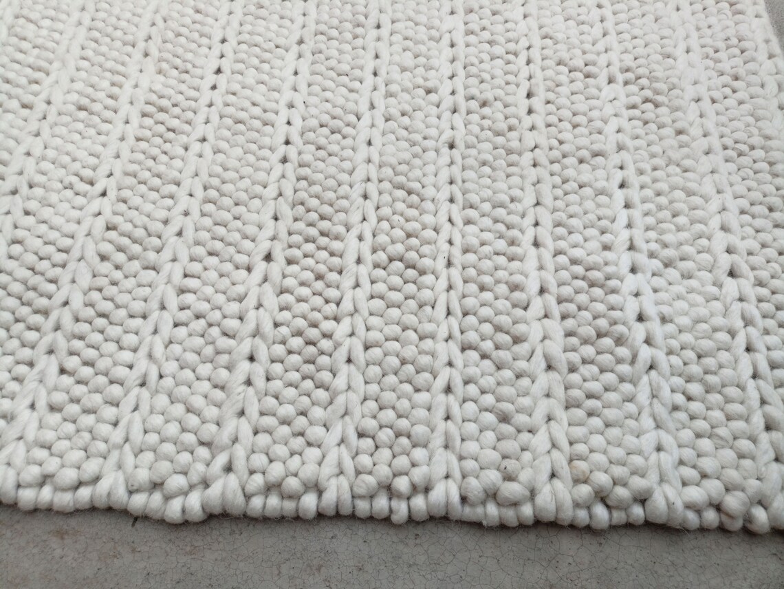 Hand Knitted Chunky Wool Loop Indoor Area Rug Bedroom Rug - Etsy