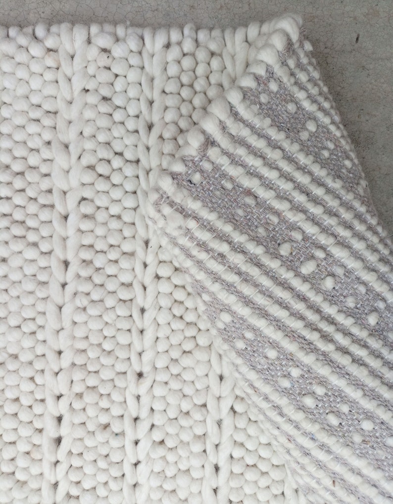 Hand Knitted Chunky Wool Loop Indoor Area Rug Bedroom Rug - Etsy