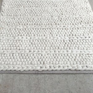 Hand Knitted Chunky Wool Loop Indoor Area Rug Bedroom Rug - Etsy