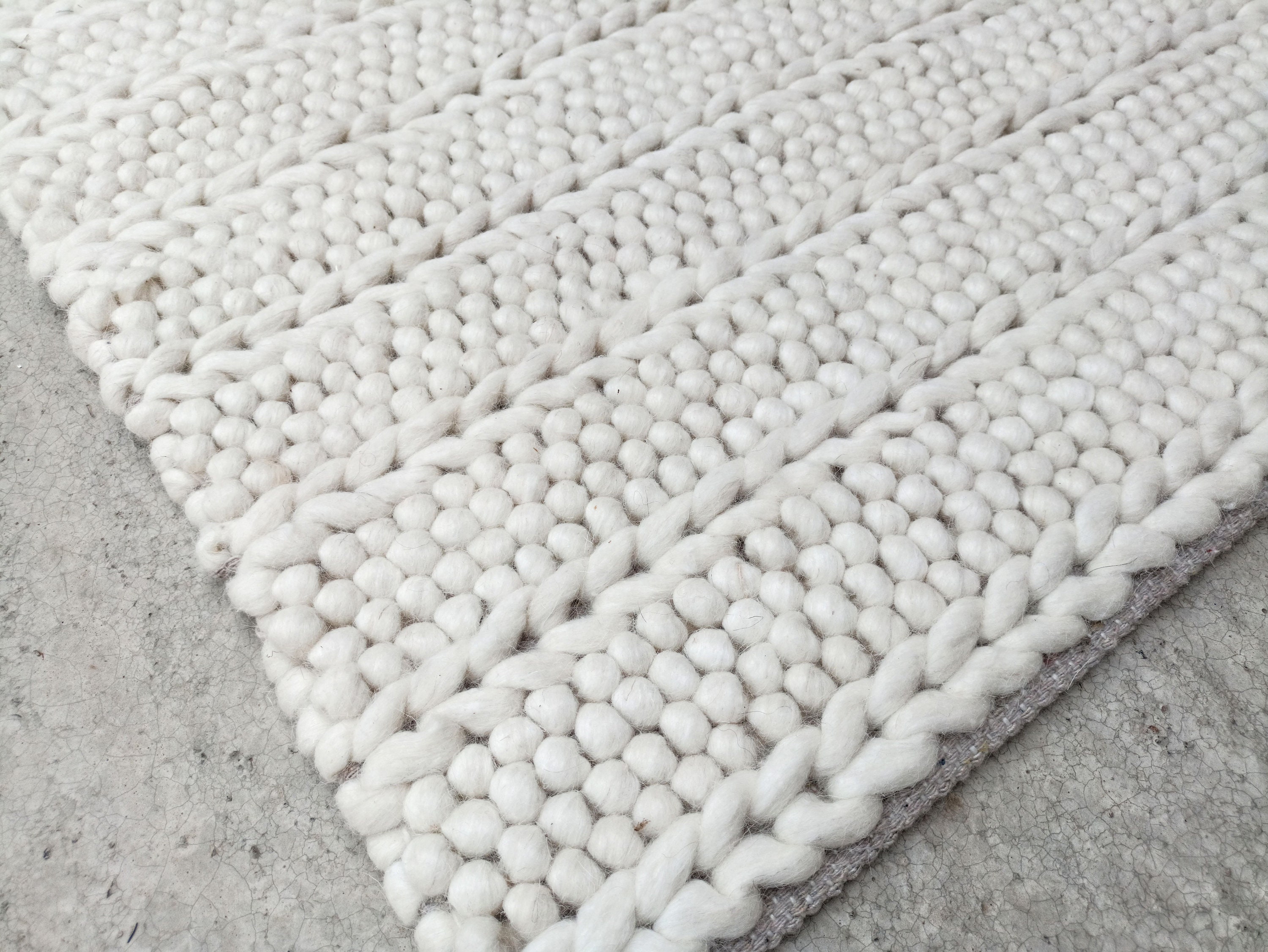 Hand Knitted Chunky Wool Loop Indoor Area Rug Bedroom Rug - Etsy