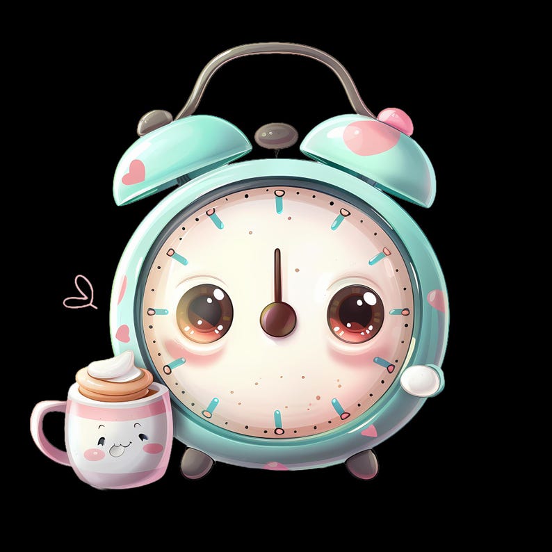 Adorable Cartoon Alarm Clocks Clipart Collection for Instant Download ...