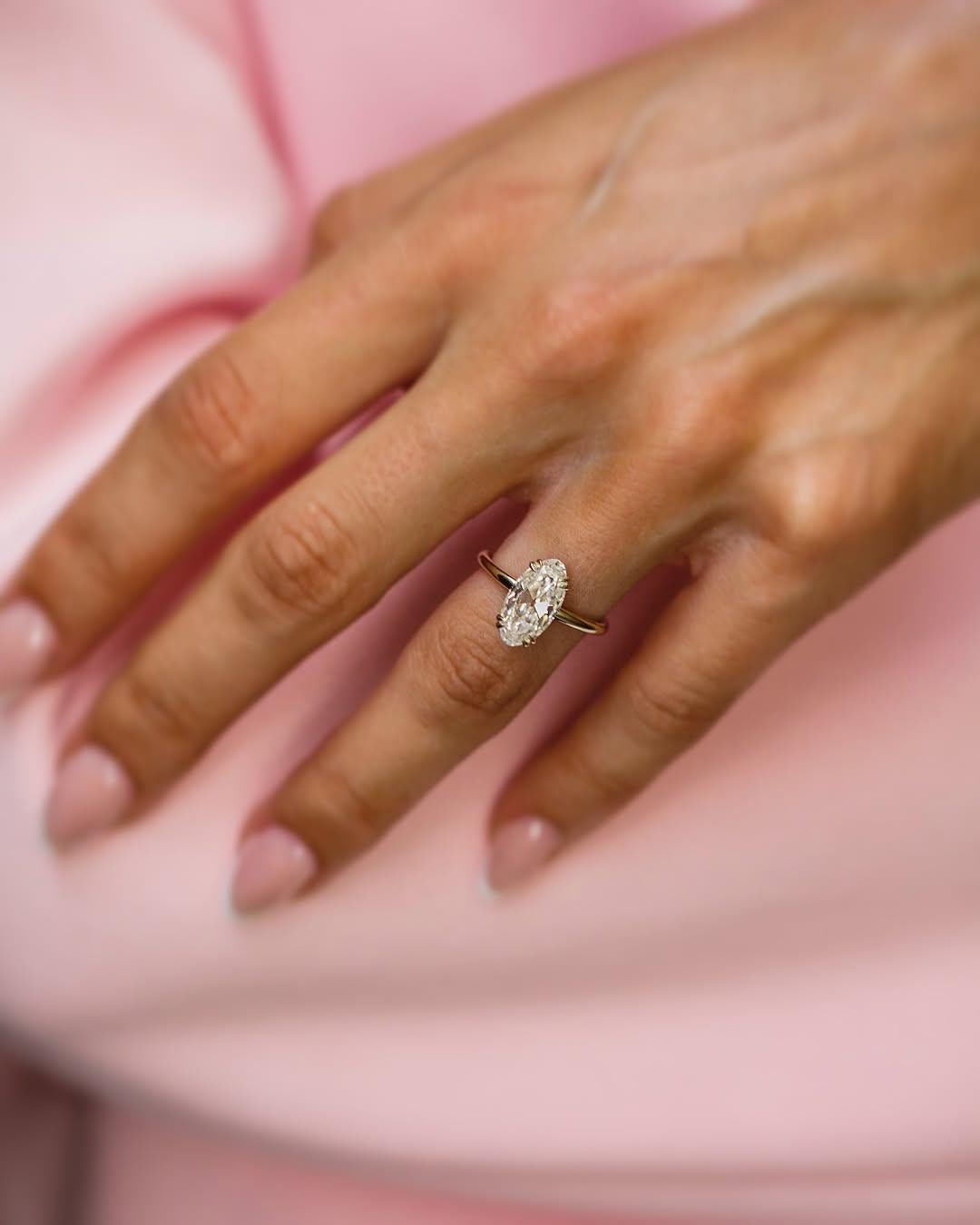 Buy 2.0 CT Old Mine Moval Cut Moissanite Ring, Vintage Style Engagement ...