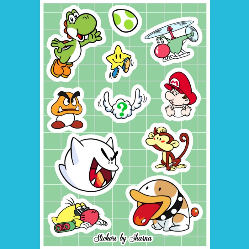 Super Mario World 2: Yoshi's Island Sticker Pack - Etsy
