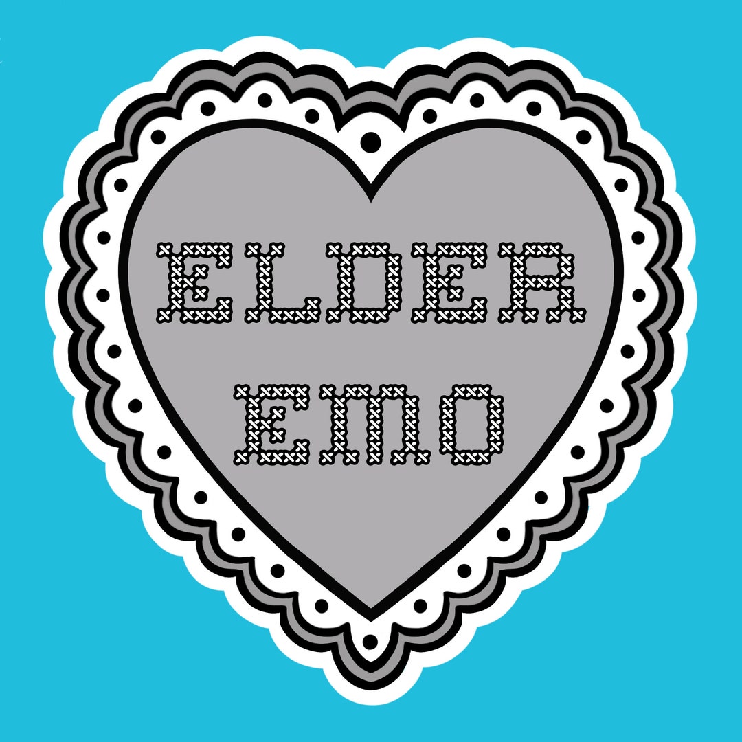 Elder Emo Cross Stitch Sticker - Etsy