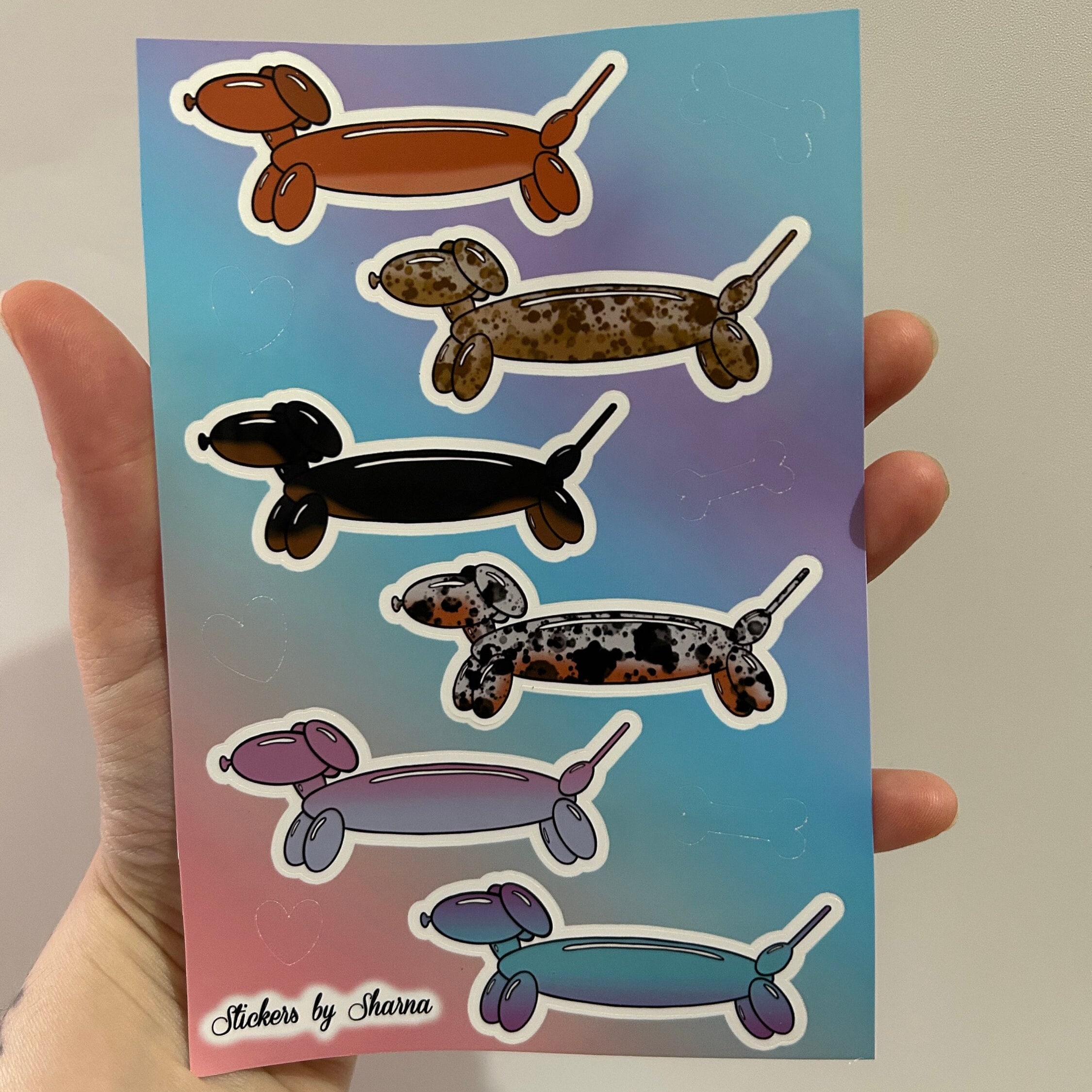 Balloon Dachshund Sticker Sheet - Etsy