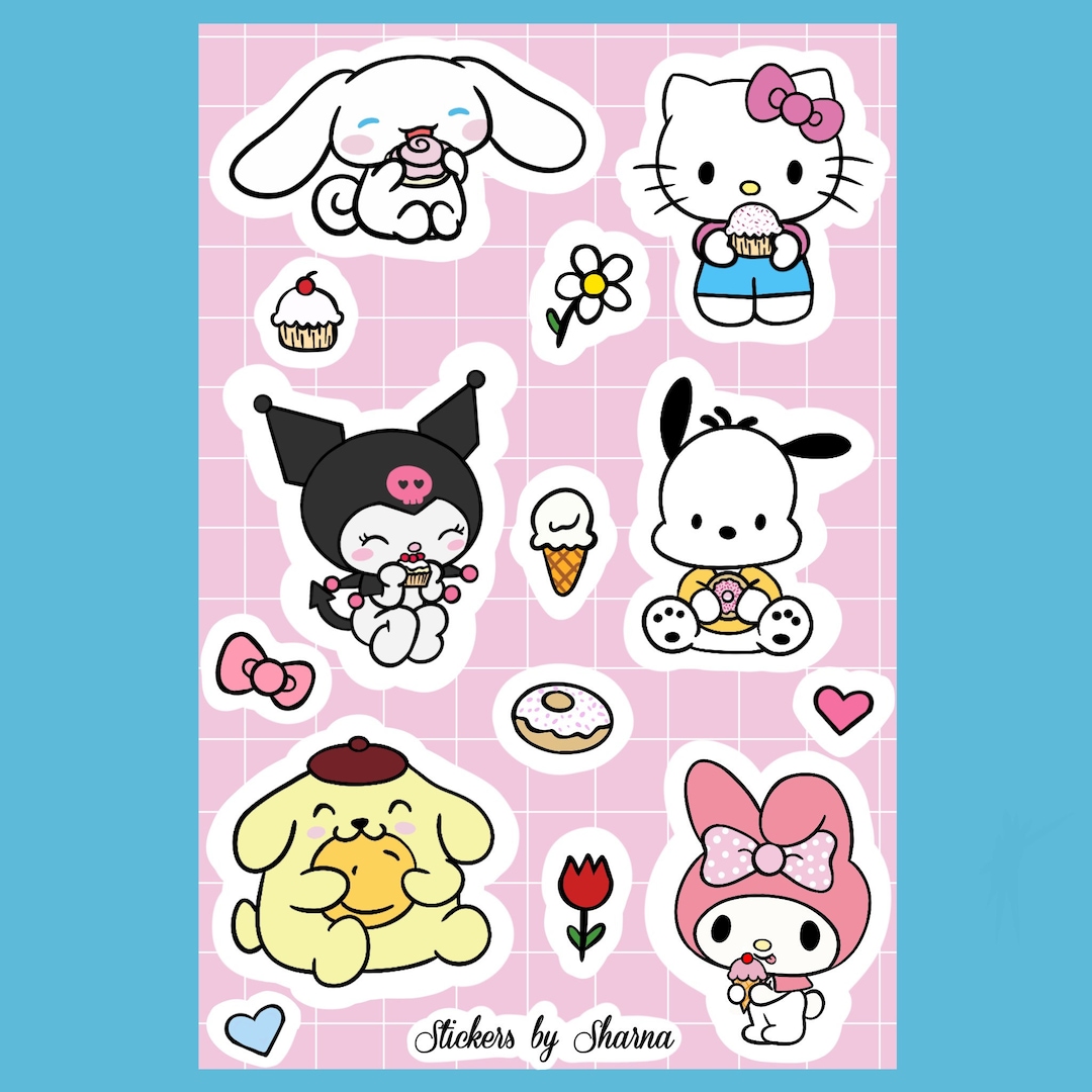 Sanrio Snack Time Sticker Sheet - Etsy
