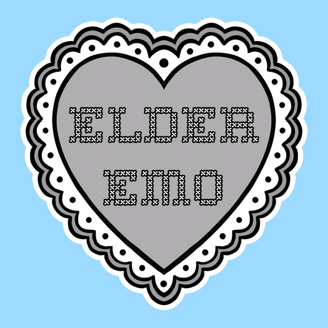 Elder Emo Cross Stitch Sticker - Etsy
