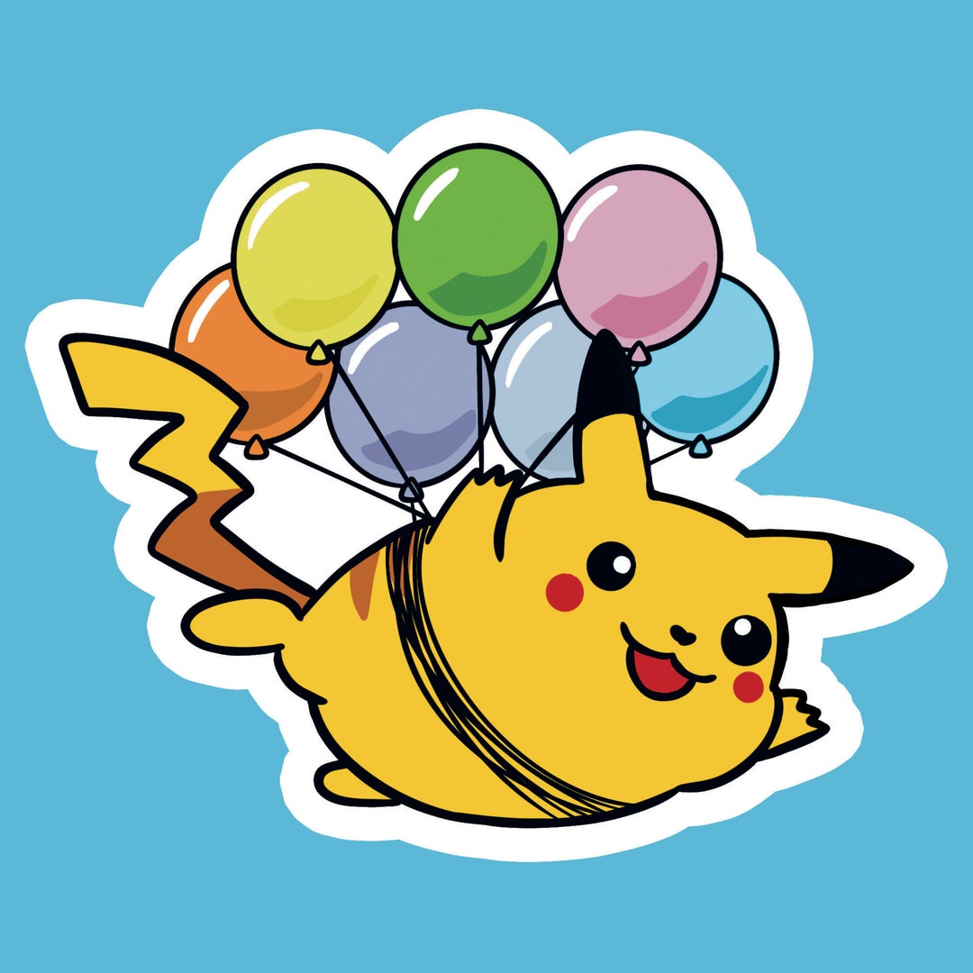 Flying Balloon Pikachu Sticker - Etsy