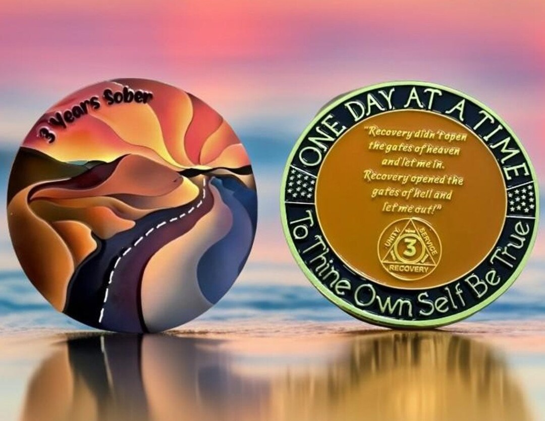 Three Years Sober Sobriety Coin AA Chips Medallion Unique Gift for ...