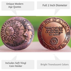 One Year Sober Sobriety Coin 1 Year AA Medallion Token Prayer in ...