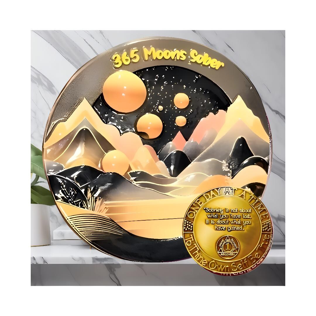 1 Year Sober AA Chip, One Year Sobriety Coin, 1 Year Recovery Coins ...