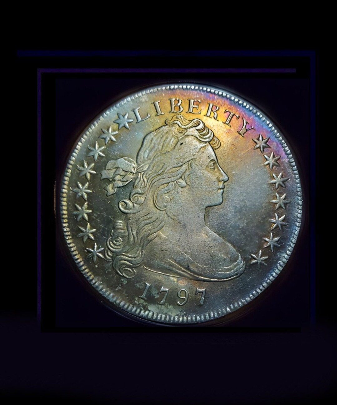 1797 Draped Bust Silver Dollar Monster Toned Rare Key Date Silver Coin ...