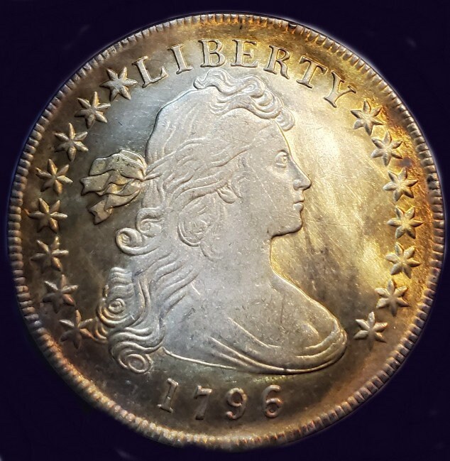 1797 Draped Bust Silver Dollar Monster Toned Rare Key Date Silver Coin ...