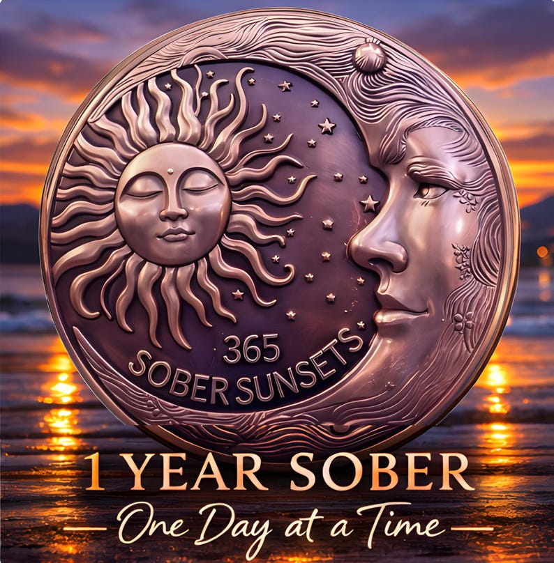1 Year Sober AA Chip – Alcoholics Anonymous Sobriety Coin Recovery ...
