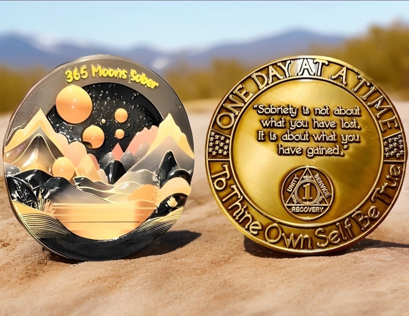 One Year Sober Sobriety Token, Sobriety Chip, Recovery Token Chip ...