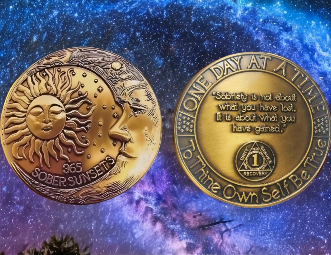 1 Year Recovery Coins, One Year Sober Token, 1 Year Sober AA Chip, One ...