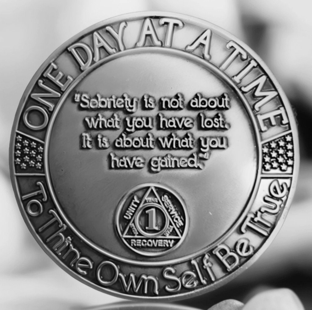 One Year Sober Coin, 1 Year Sobriety Chip - Etsy