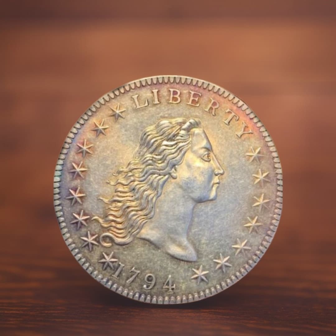 1794 Flowing Hair Silver Dollar Coin Replica, Plus Additional Old ...