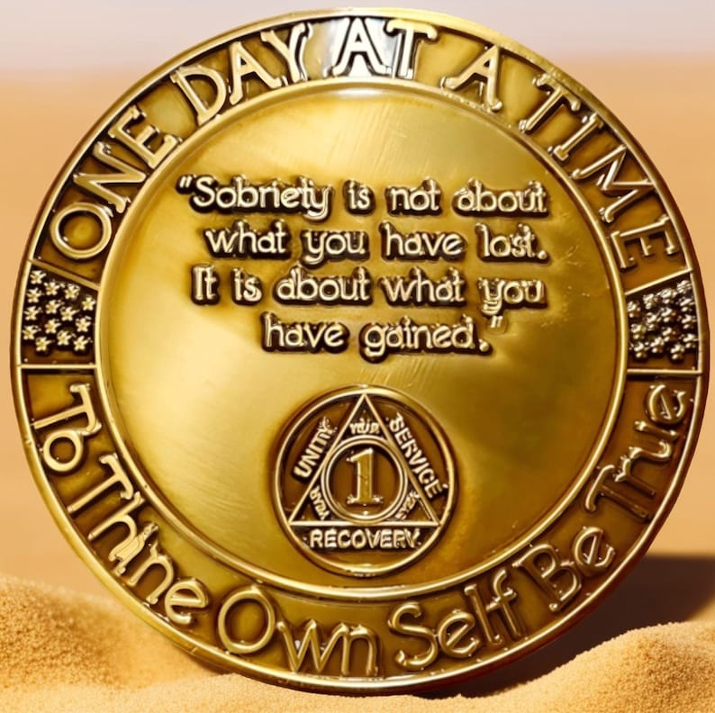 One Year Sober Sobriety Token, Sobriety Chip, Recovery Token Chip ...