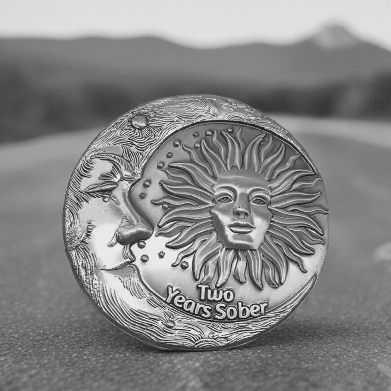 2 Years Sober Coin Medallion, Two Year Sobriety Gift Chip Token, AA ...