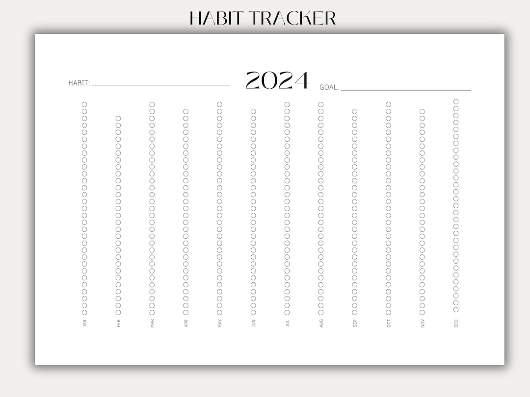 Yearly Habit Tracker, 2024 Goals, New Habits, 365 Days, Habit Streak ...