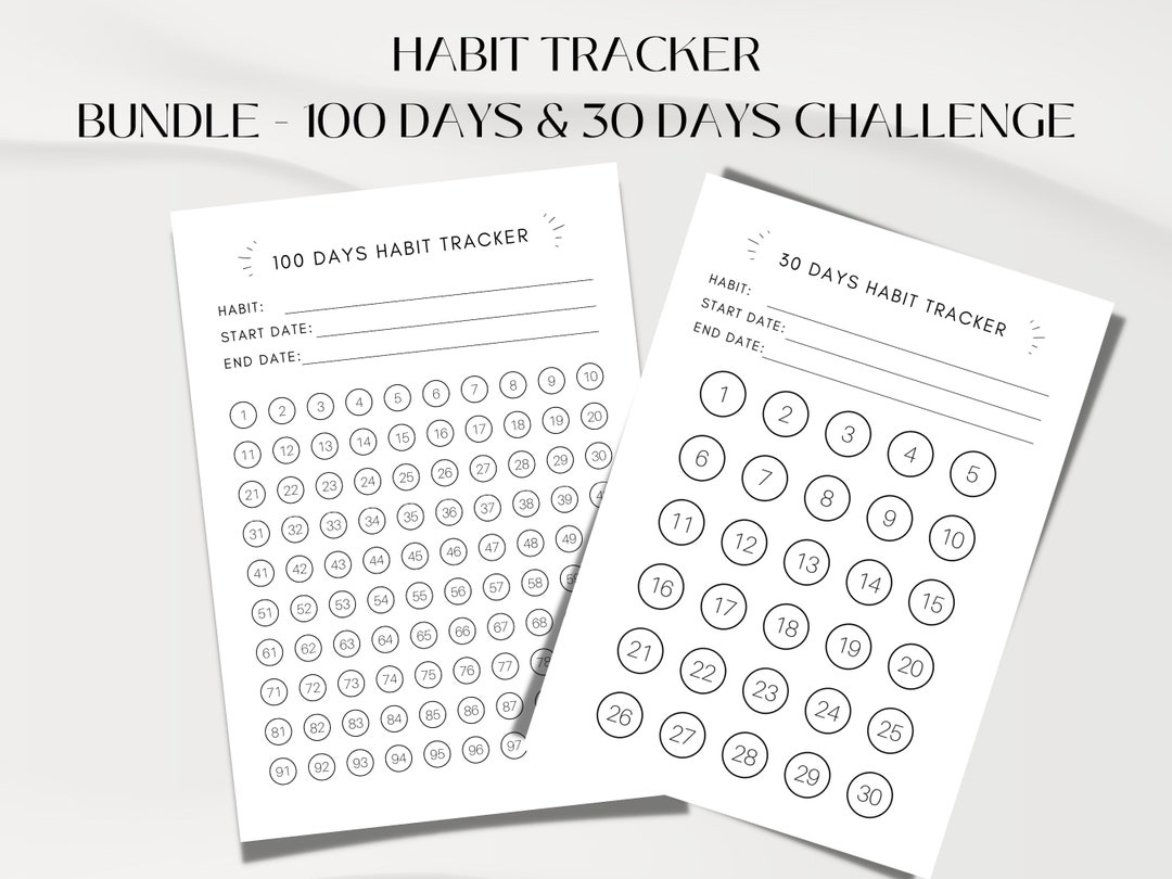 Habit Tracker | Bundle| Printable| 30 and 100 Days Challenge ...