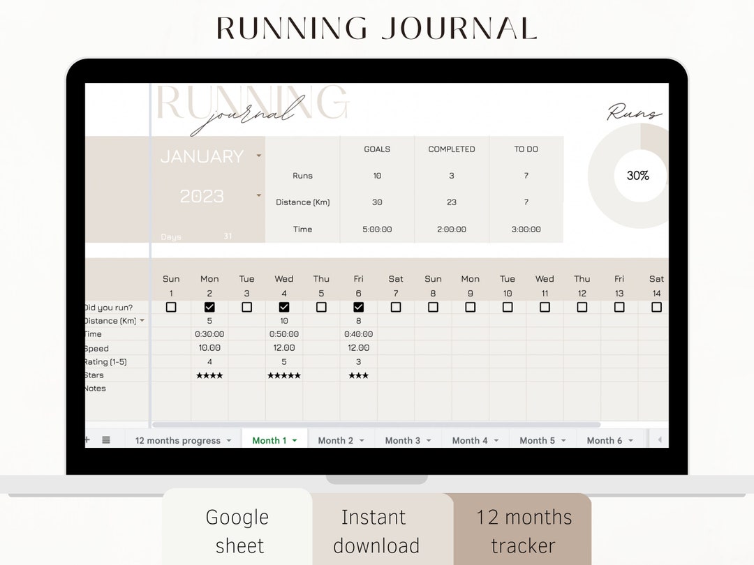 Digital Running Tracker -12 Months, Half Marathon Training, Cardio ...