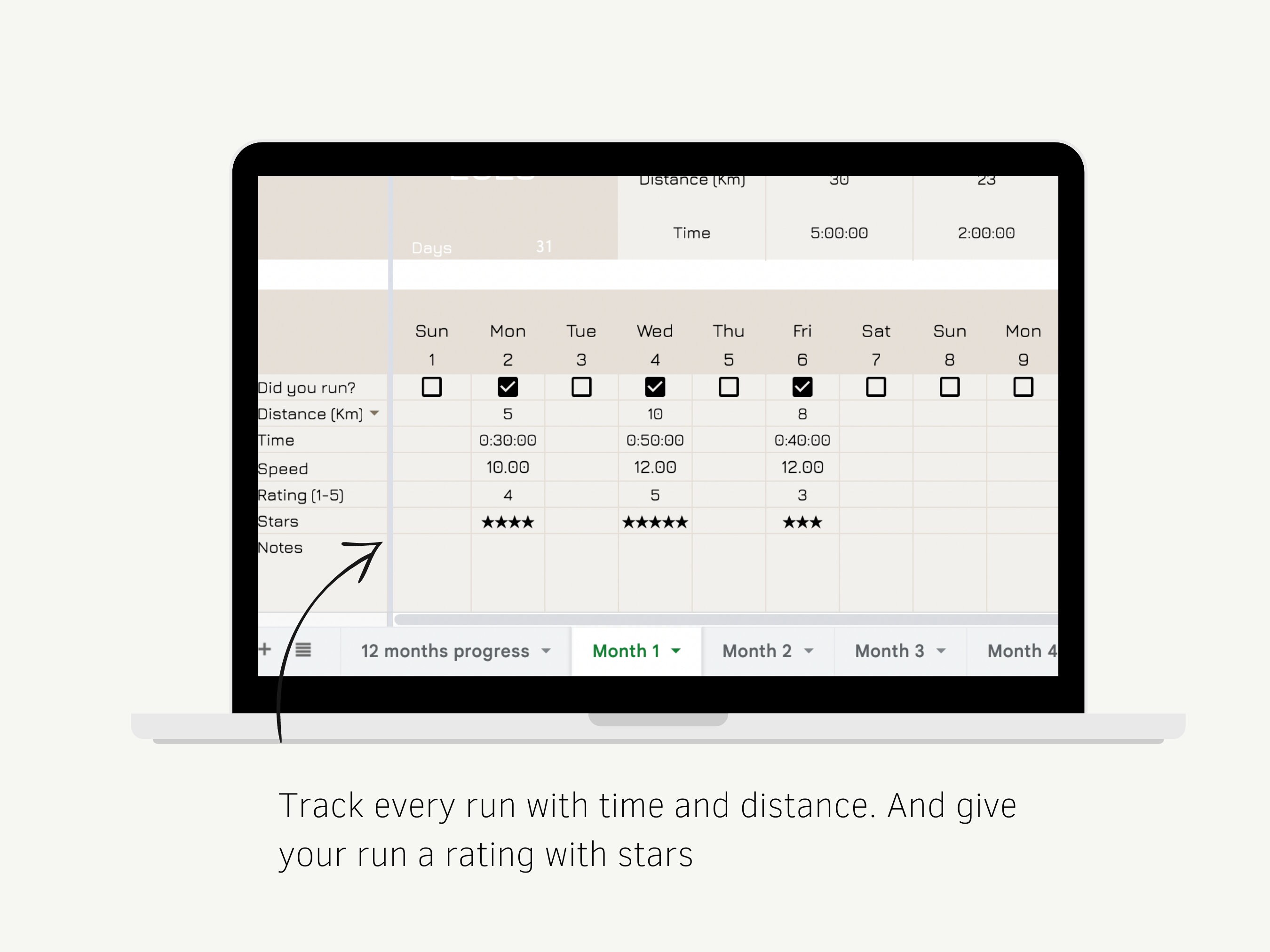 Digital Running Tracker -12 Months, Half Marathon Training, Cardio ...