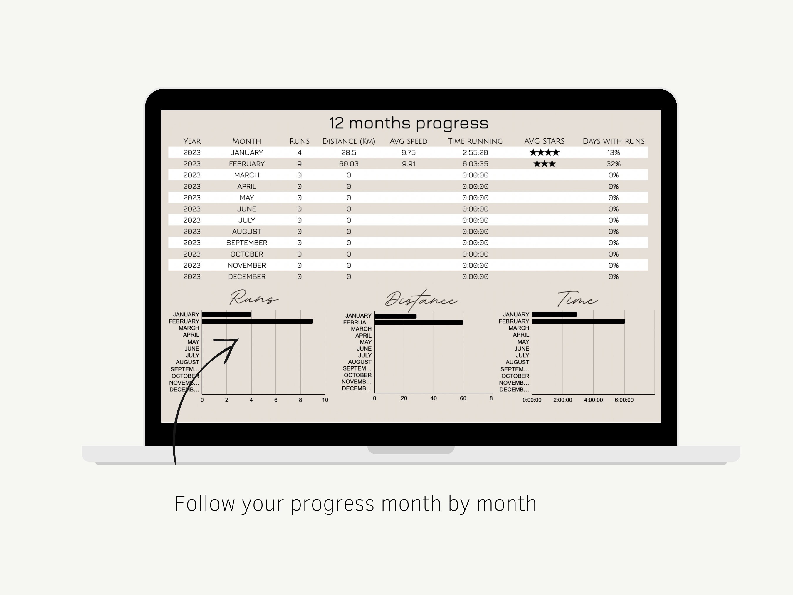 Digital Running Tracker -12 Months, Half Marathon Training, Cardio ...
