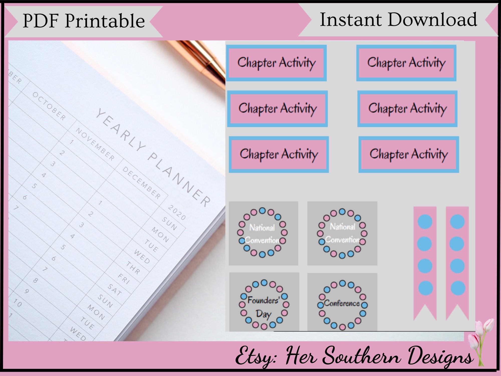 PRINTABLE PDF Meeting or Planner Stickers Pink and Blue Stickers Jack ...