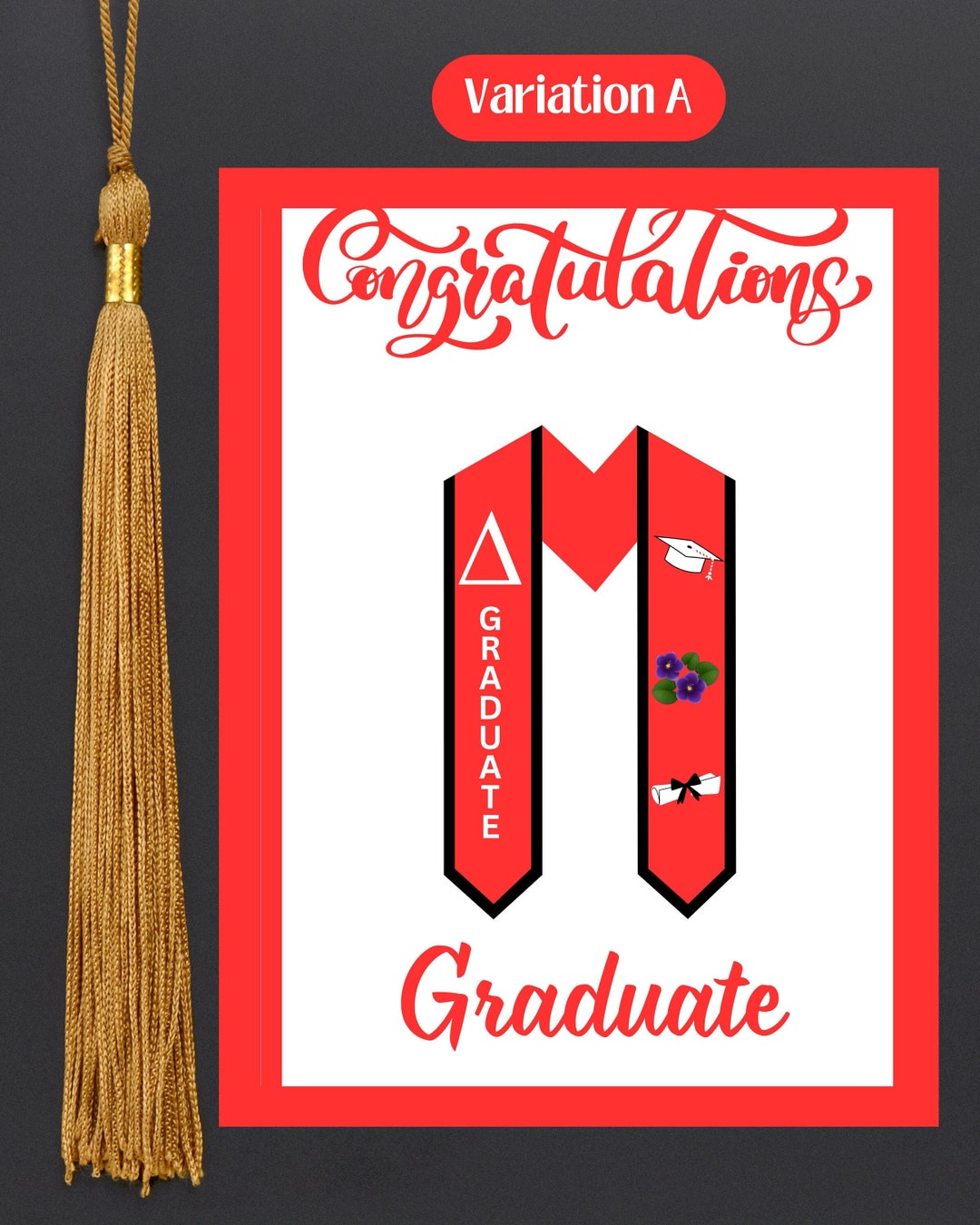 Red and White Sorority Graduation Card: Celebrate Her Achievement With ...