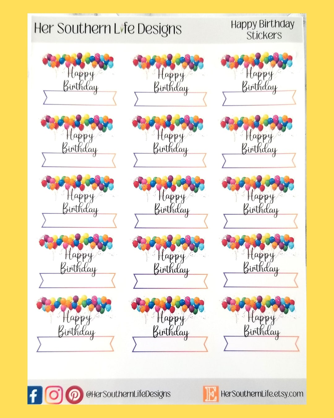 Happy Birthday Sticker Sheet; Planner Stickers - Etsy