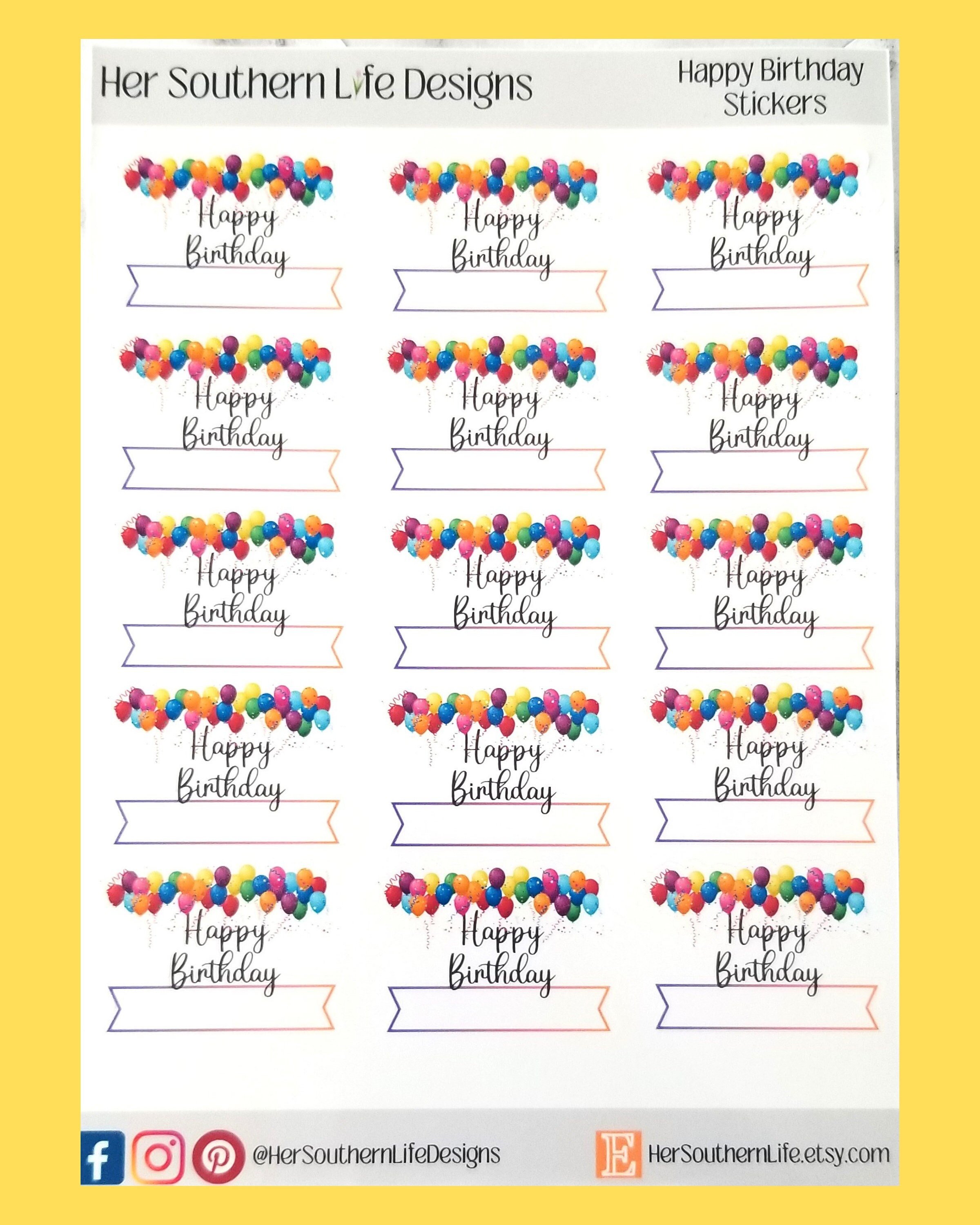 Happy Birthday Sticker Sheet; Planner Stickers - Etsy