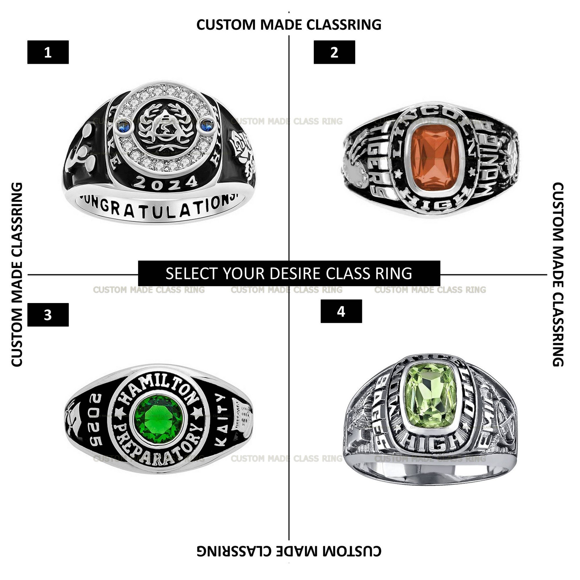 Custom Sterling Silver 925 Class Ring: Personalized Design - Etsy