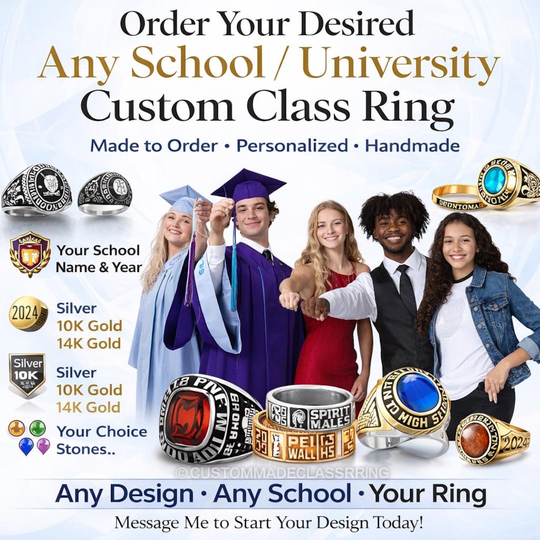 Order Your Desired Custom School or University Class Ring – Handmade ...
