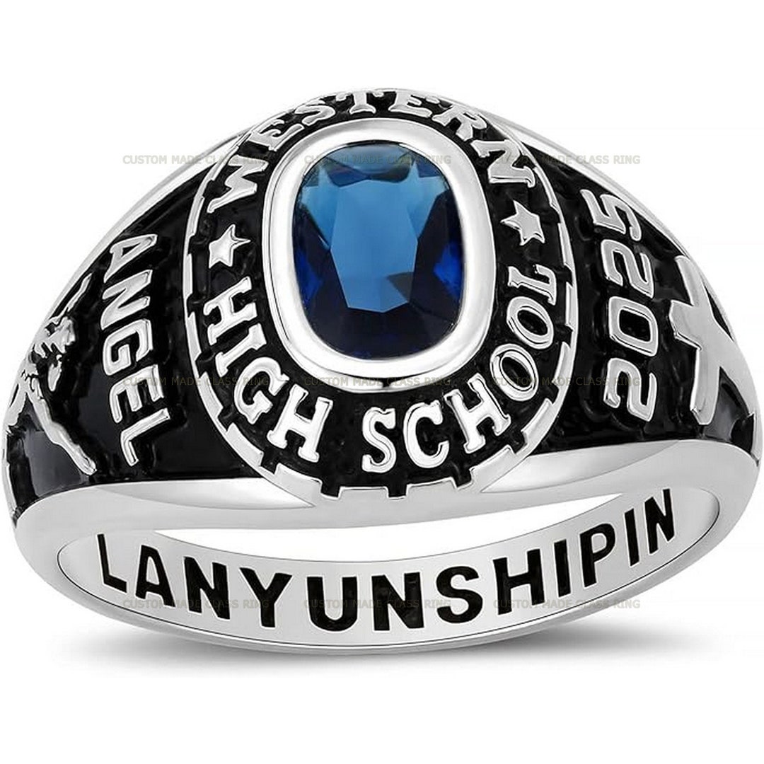 Women Custom Sterling Silver Class Ring – Personalized Graduation Gift ...
