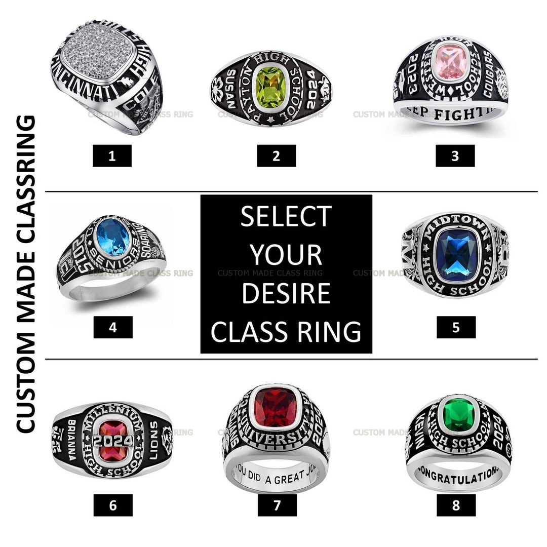 Custom Full Personalization Ring in Sterling Silver 925 | Class Ring - Etsy