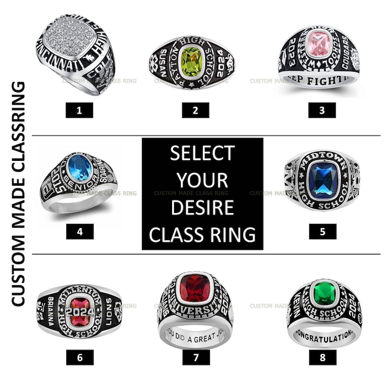 Custom Full Personalization Ring in Sterling Silver 925 | Class Ring - Etsy