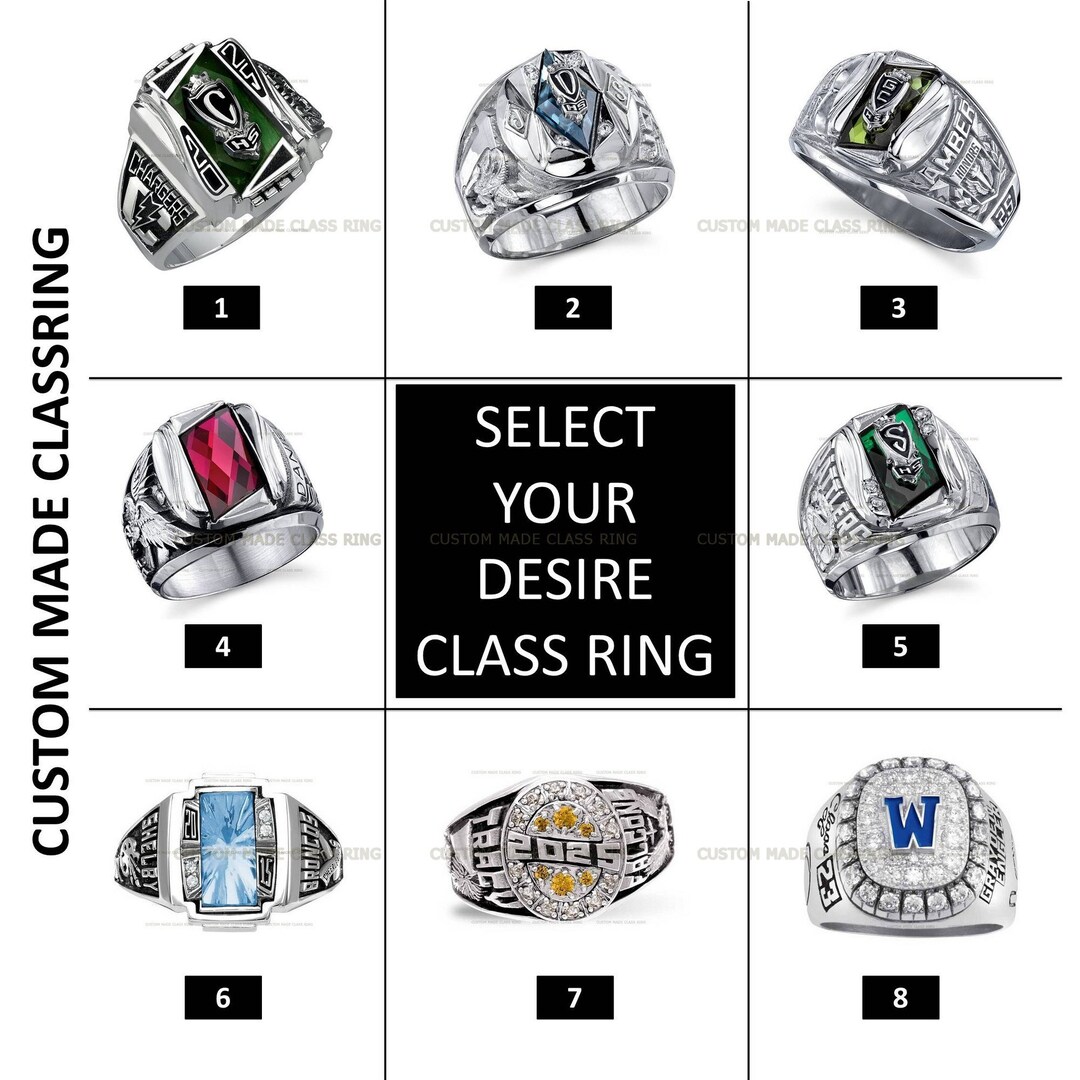 Class Ring | Logo Class Ring Full Personalization Ring in Sterling ...