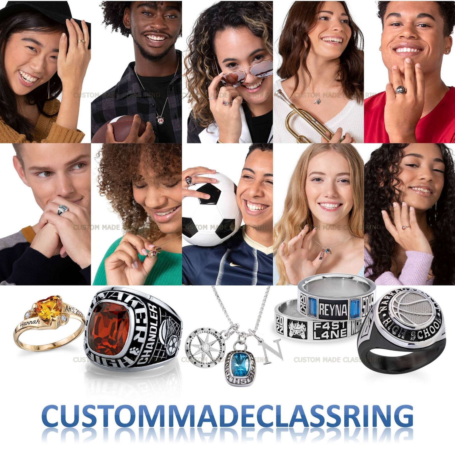 Classrings | Custom Full Personalization Ring in Sterling Silver 925 ...